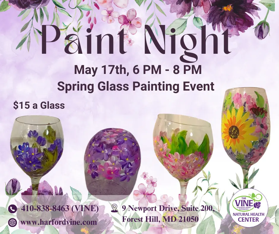 Paint Night: Spring Flowers on Wine Glasses - The Vine Natural Health ...